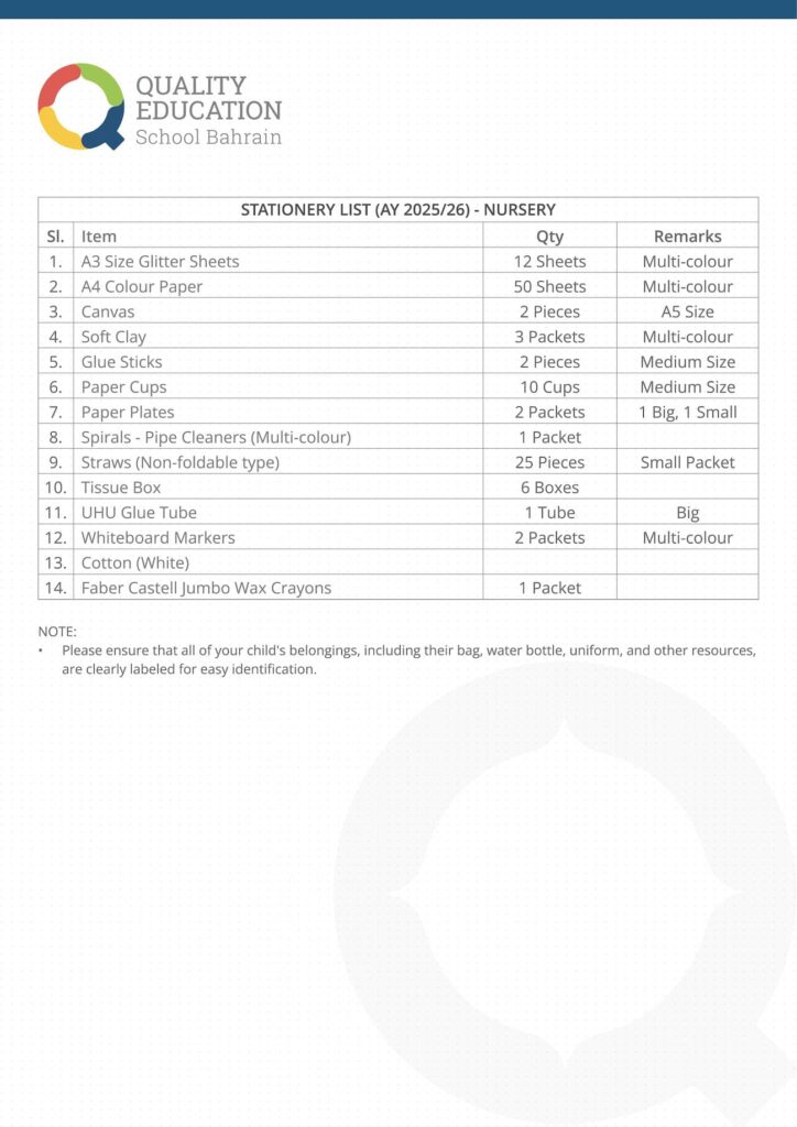 School Stationery & Resources - Quality Education School